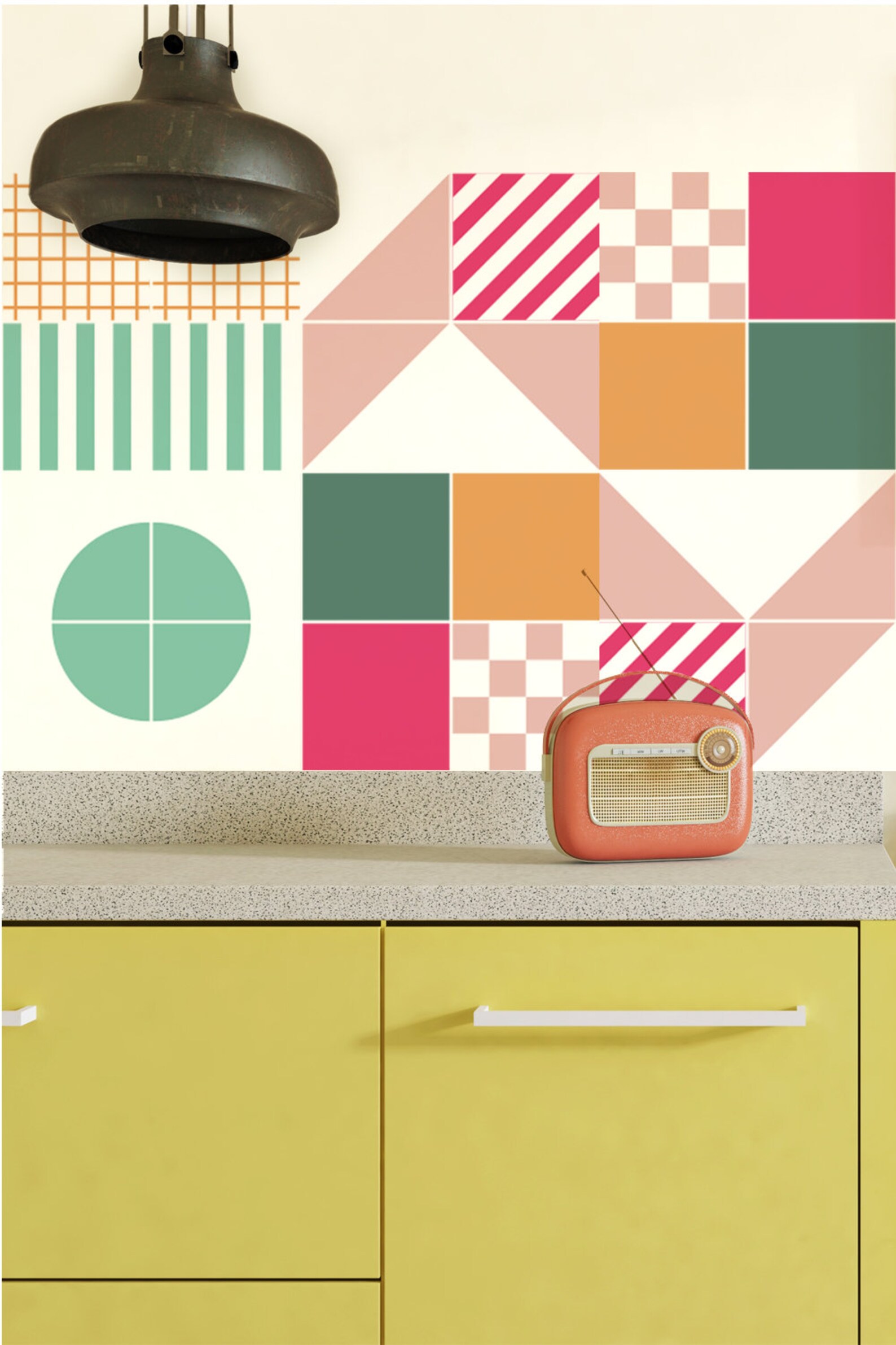 Floor Tile Stickers Modern Geometric Graphic Backsplash Peel - Etsy