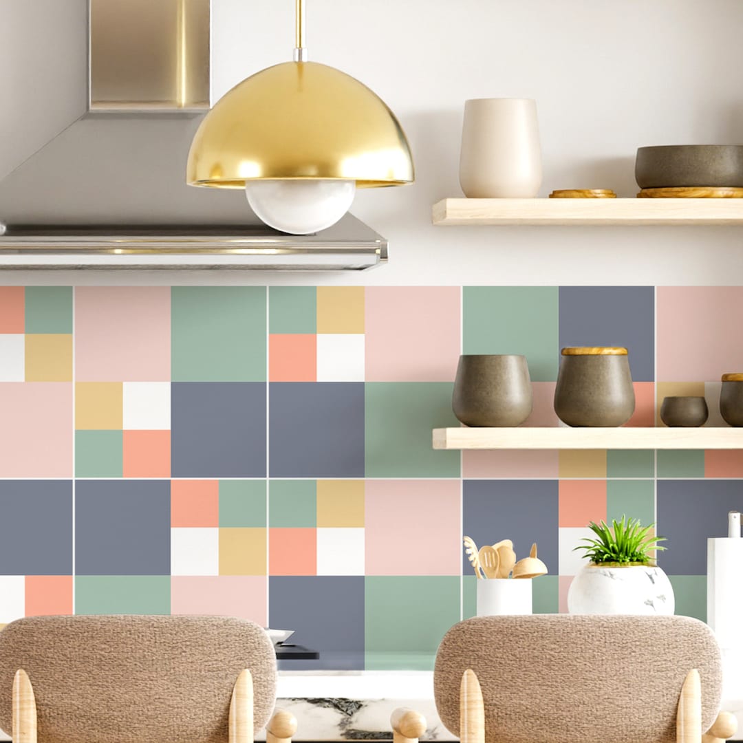 Floor Tile Stickers, Modern Geometric Graphic Backsplash, Peel and ...