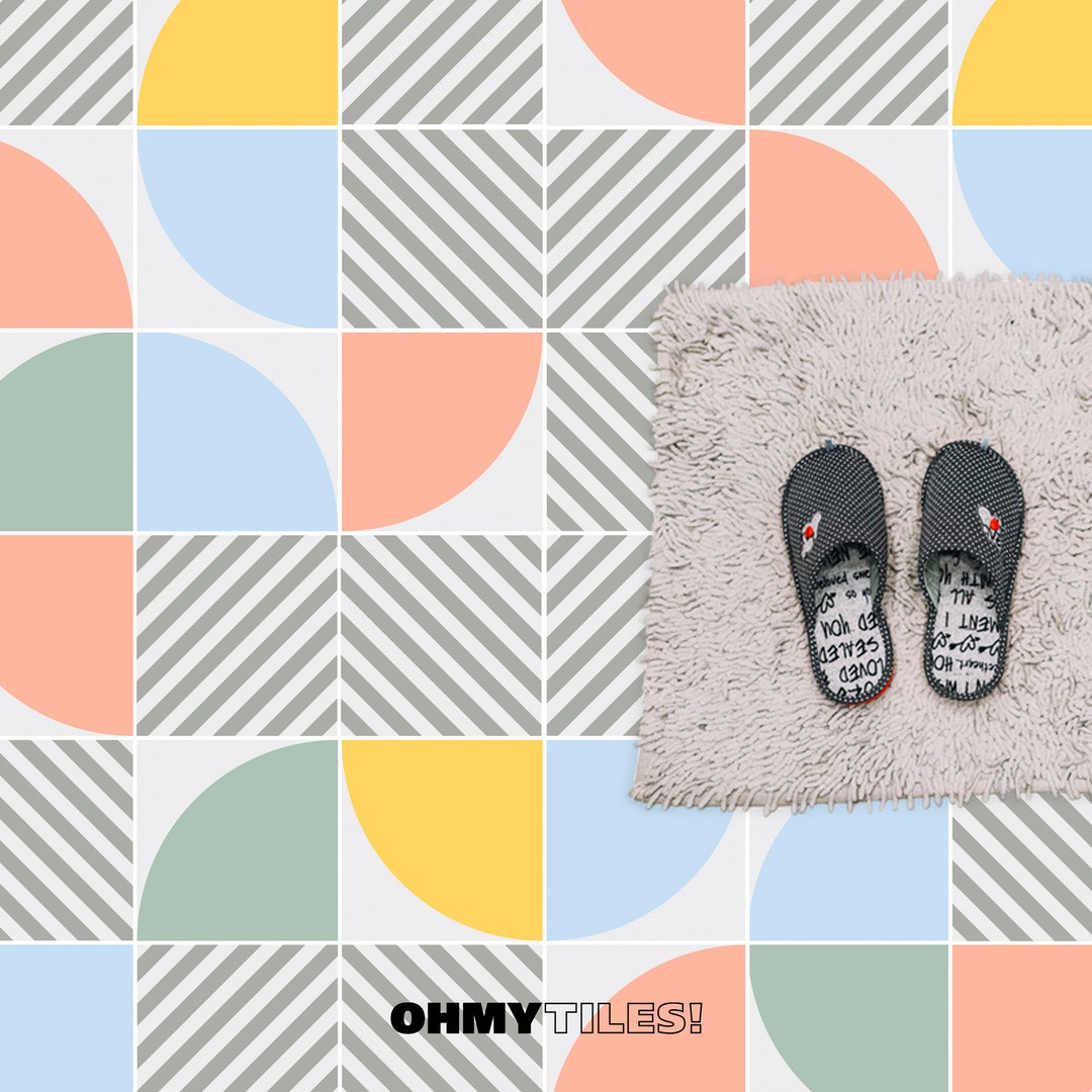 Floor Tile Stickers Modern Geometric Graphic Backsplash Peel - Etsy