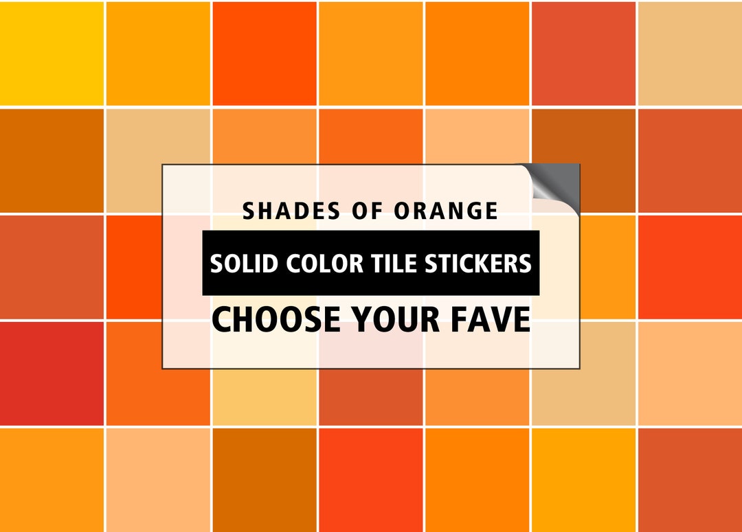 Peel and Stick Tile, Backsplash Decals Solid Color Orange Tile Stickers ...