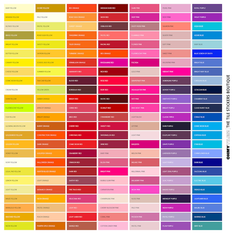 SOLID COLOR CHART Peel and Stick Tile Tile Stickers for - Etsy SOLID COLOR CHART Peel and Stick Tile Tile Stickers for - Etsy