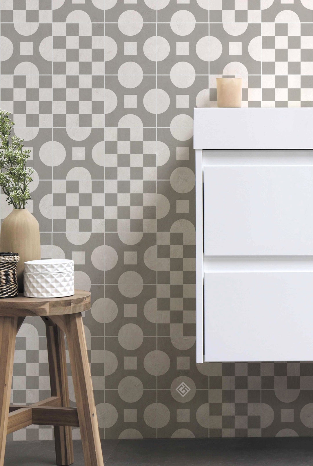 Floor Tile Stickers Modern Geometric Graphic Backsplash Peel - Etsy