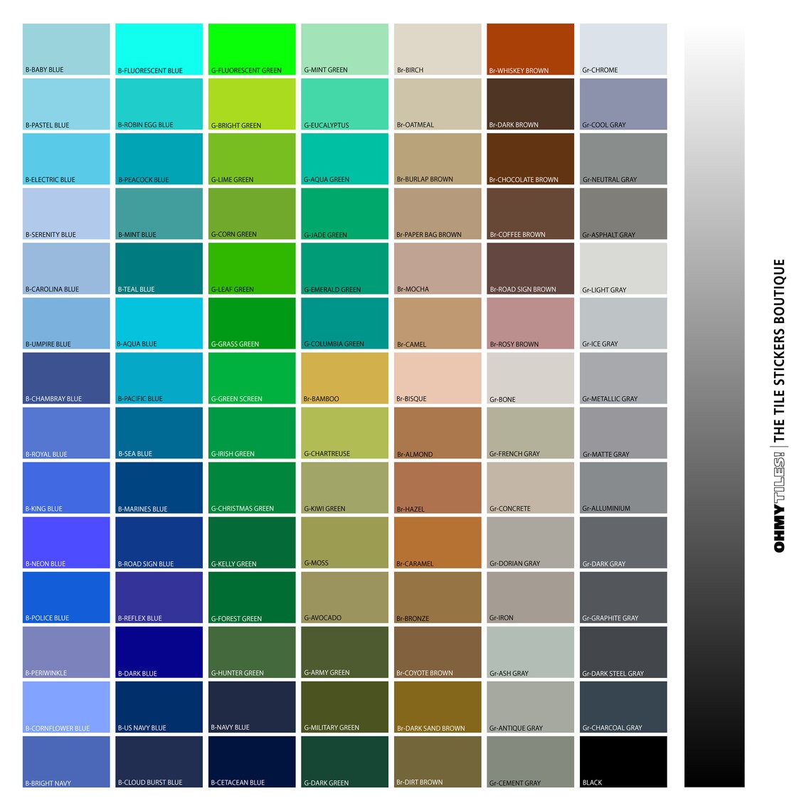 SOLID COLOR CHART Peel and Stick Tile Backsplash Decals - Etsy