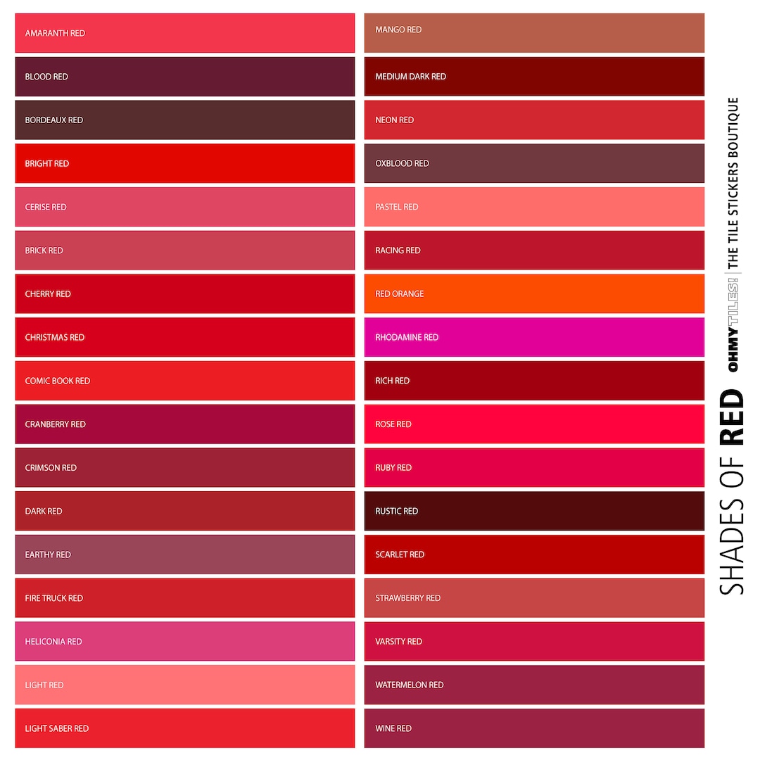RED Solid Color Chart - Peel and Stick Tile for Wall and Floor, 1 X 12 ...
