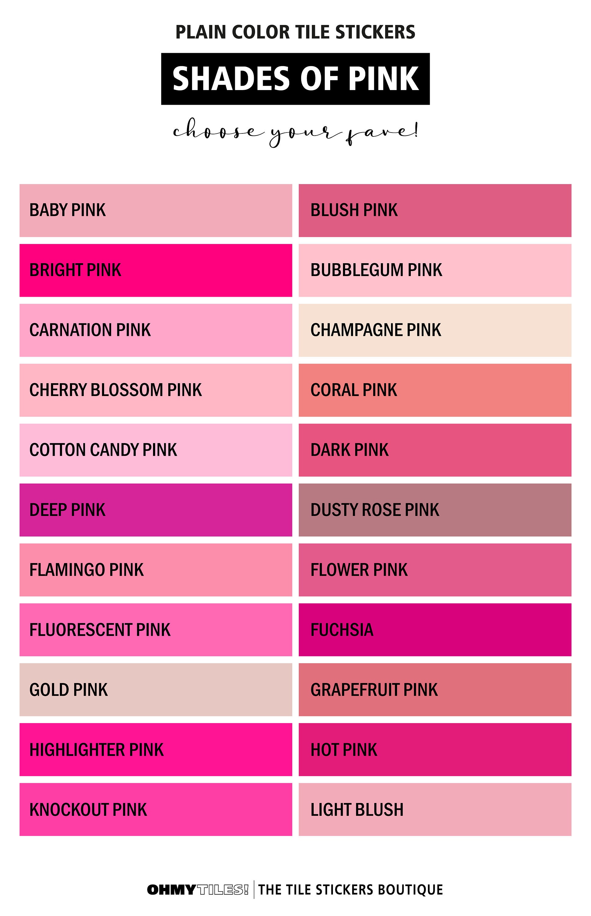 Peel and Stick Tile, Backsplash Decals - Solid Color Pink Tile Stickers ...
