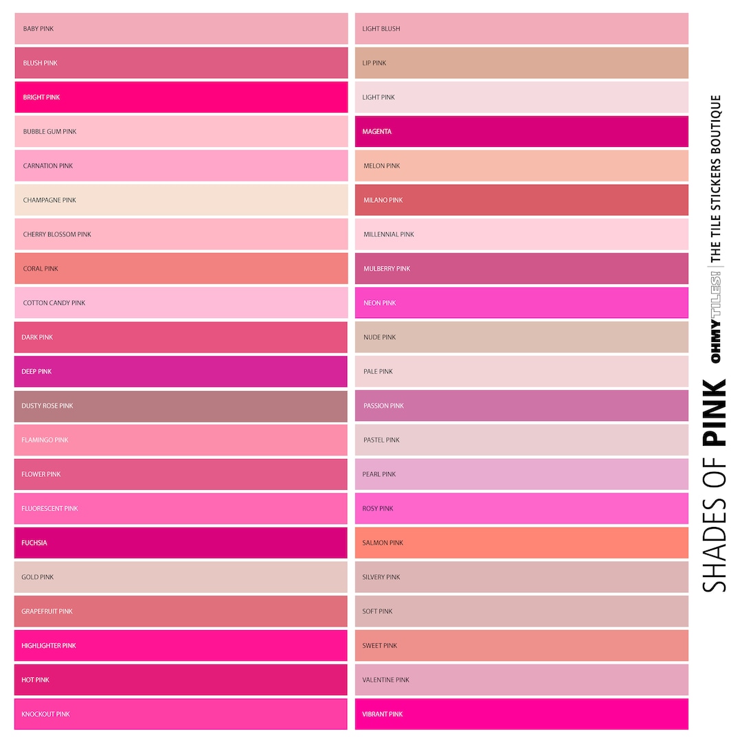 PINK Solid Color Chart - Peel and Stick Tile for Wall and Floor, 1 X 12 ...