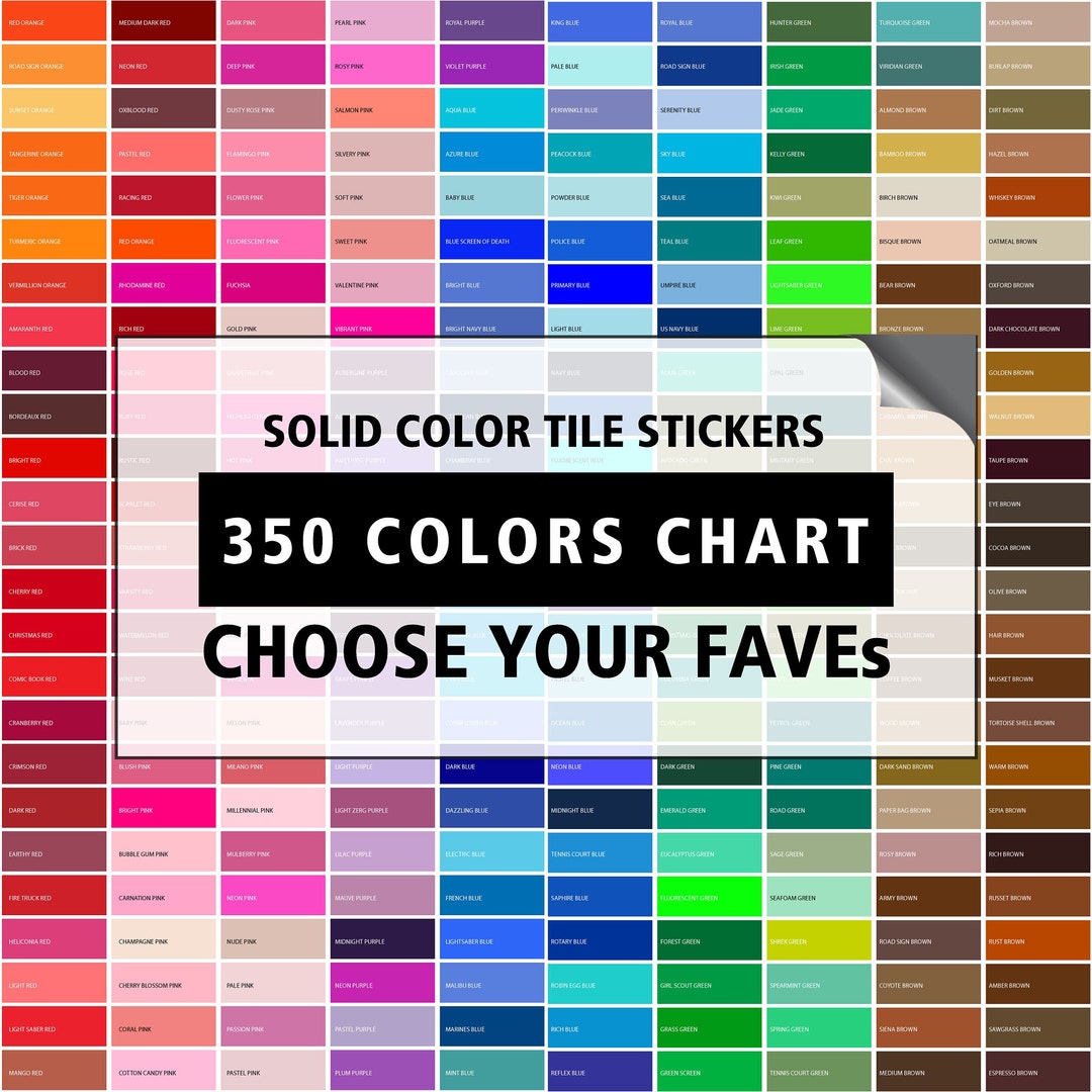 SOLID COLOR CHART - Peel and Stick Tile, Tile Stickers for Wall and ...