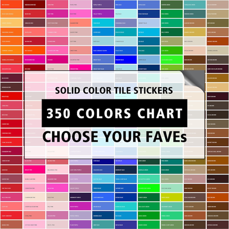 SOLID COLOR CHART - Peel and Stick Tile, Tile Stickers for Wall and ...