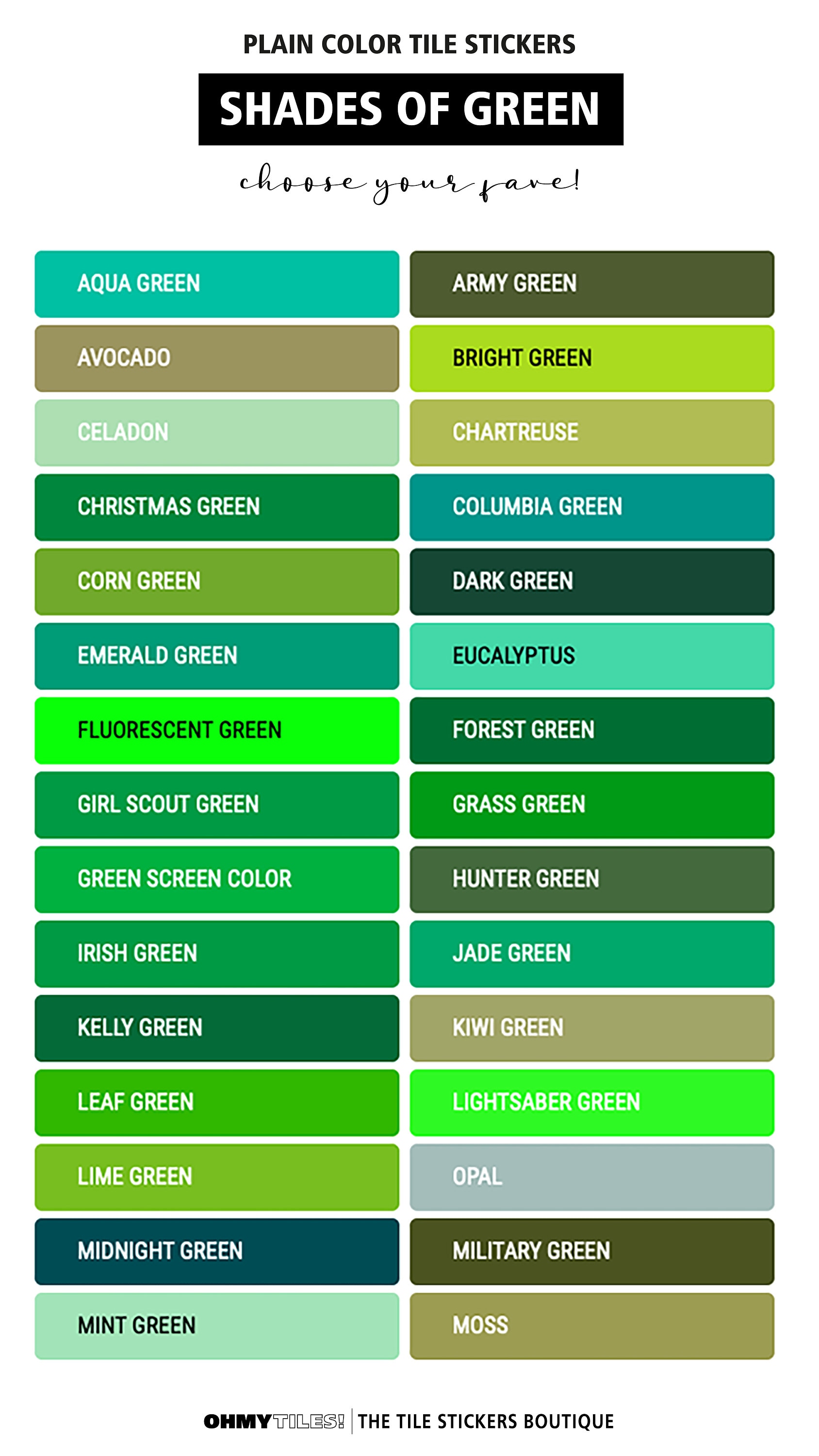 Peel and Stick Tile Backsplash Decals Solid Color Green - Etsy