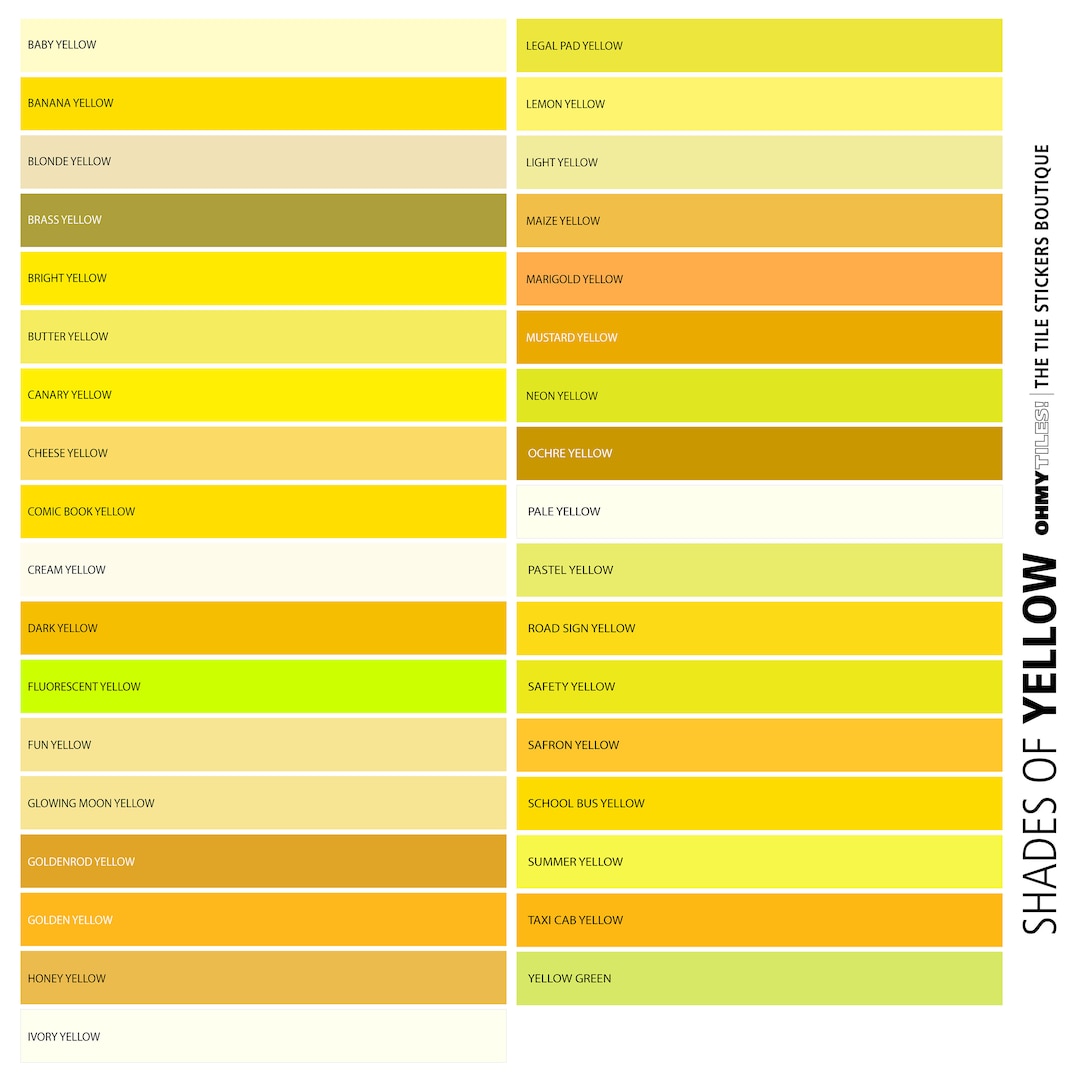 YELLOW Solid Color Chart - Peel and Stick Tile for Wall and Floor, 1 X ...