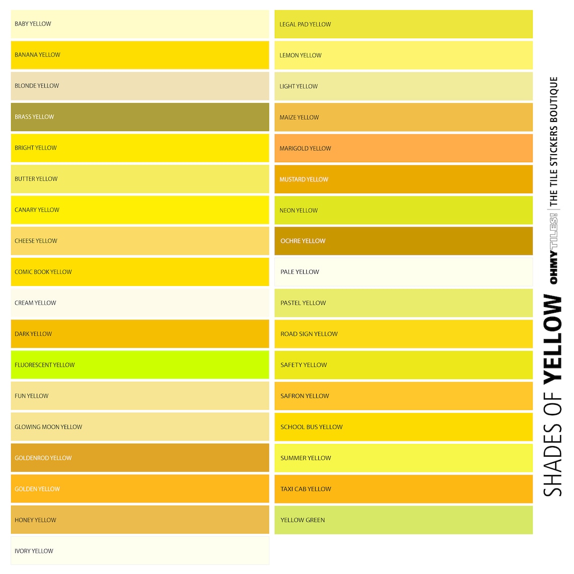 YELLOW Solid Color Chart Peel and Stick Tile for Wall and - Etsy