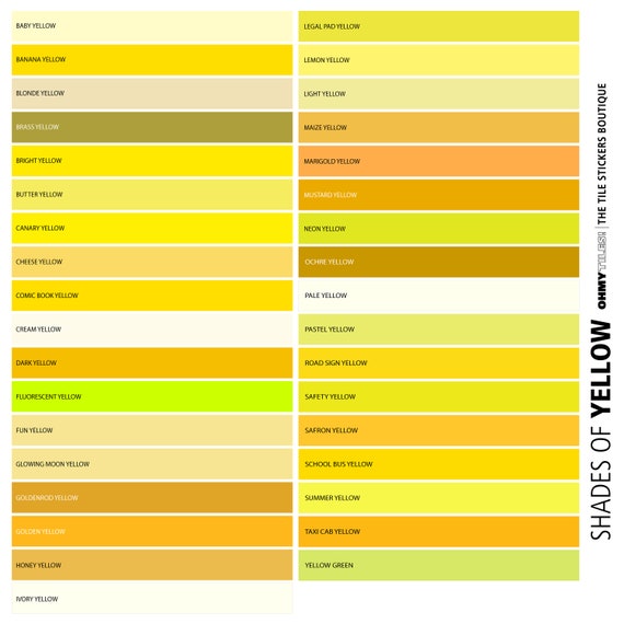 Shades Of Yellow Chart