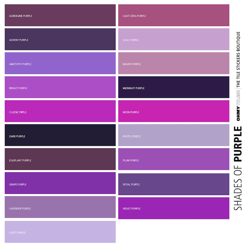 PURPLE Solid Color Chart Peel and Stick Tile for Wall and - Etsy PURPLE Solid Color Chart Peel and Stick Tile for Wall and - Etsy
