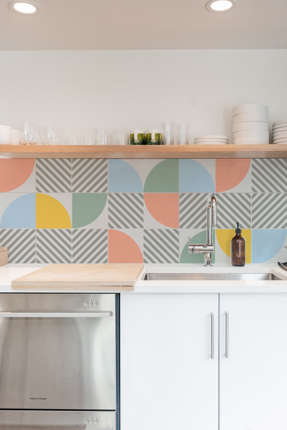 Floor Tile Stickers Modern Geometric Graphic Backsplash Peel - Etsy