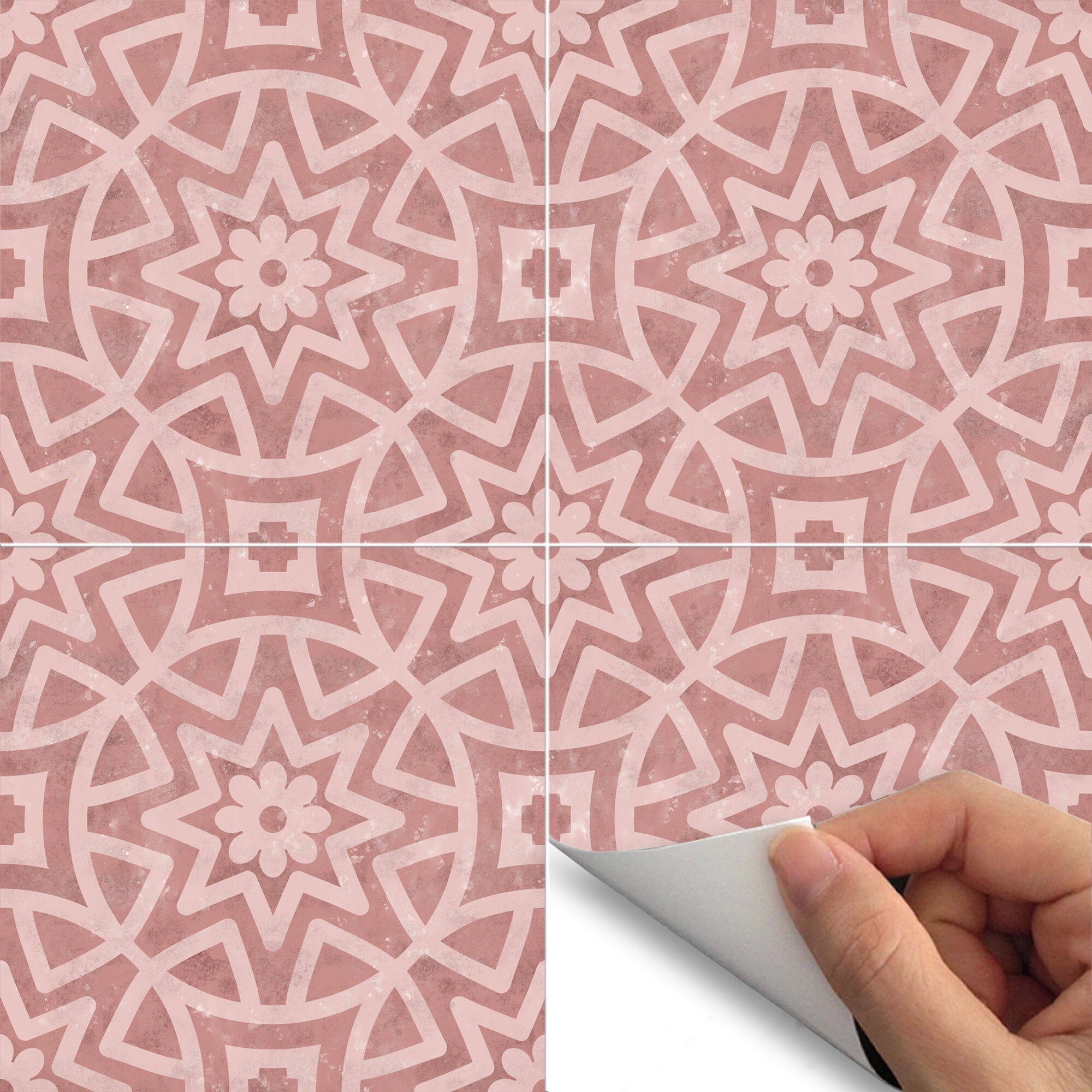 Floor Tile Stickers Peel and Stick Tile Pink Vinyl Cement - Etsy