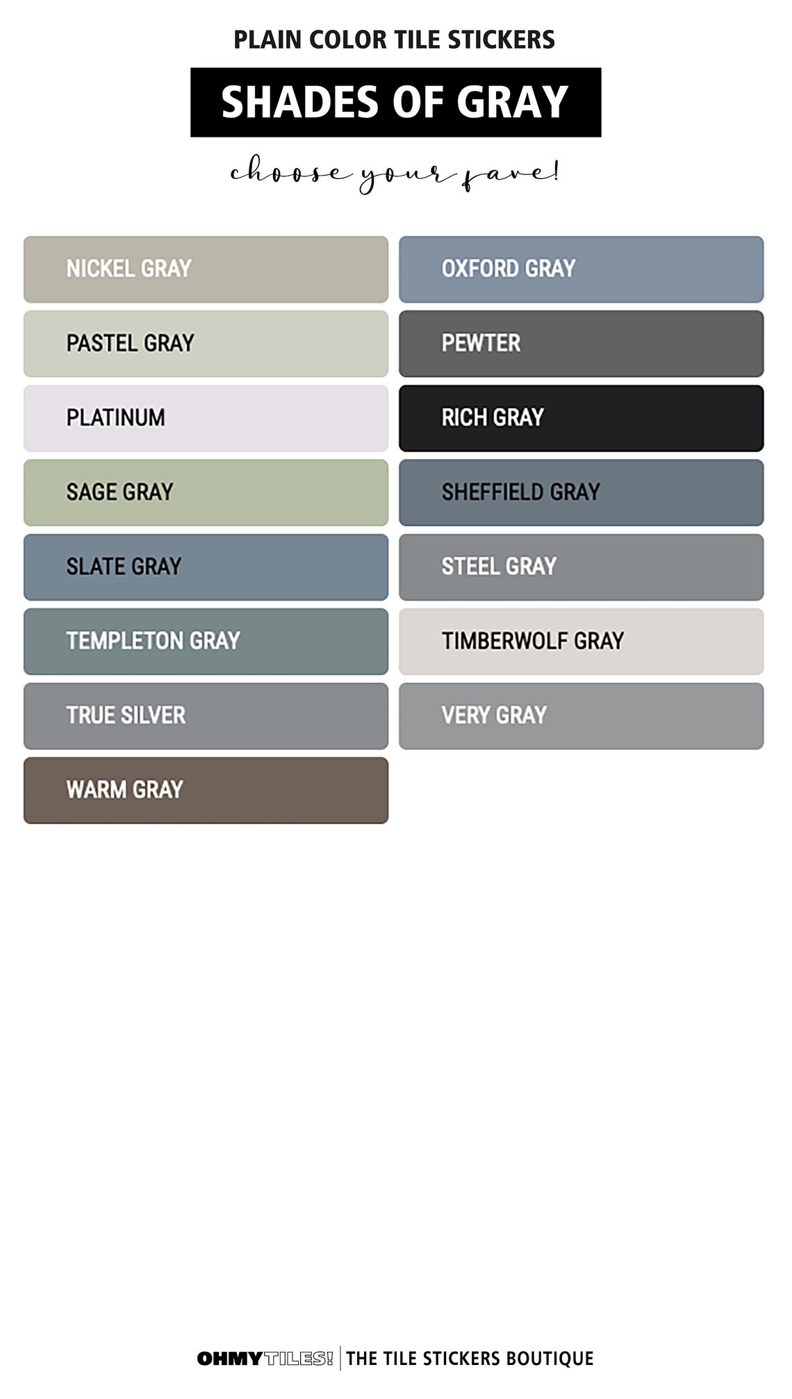 Peel and Stick Tile, Backsplash Decals - Solid Color Gray Tile Stickers ...