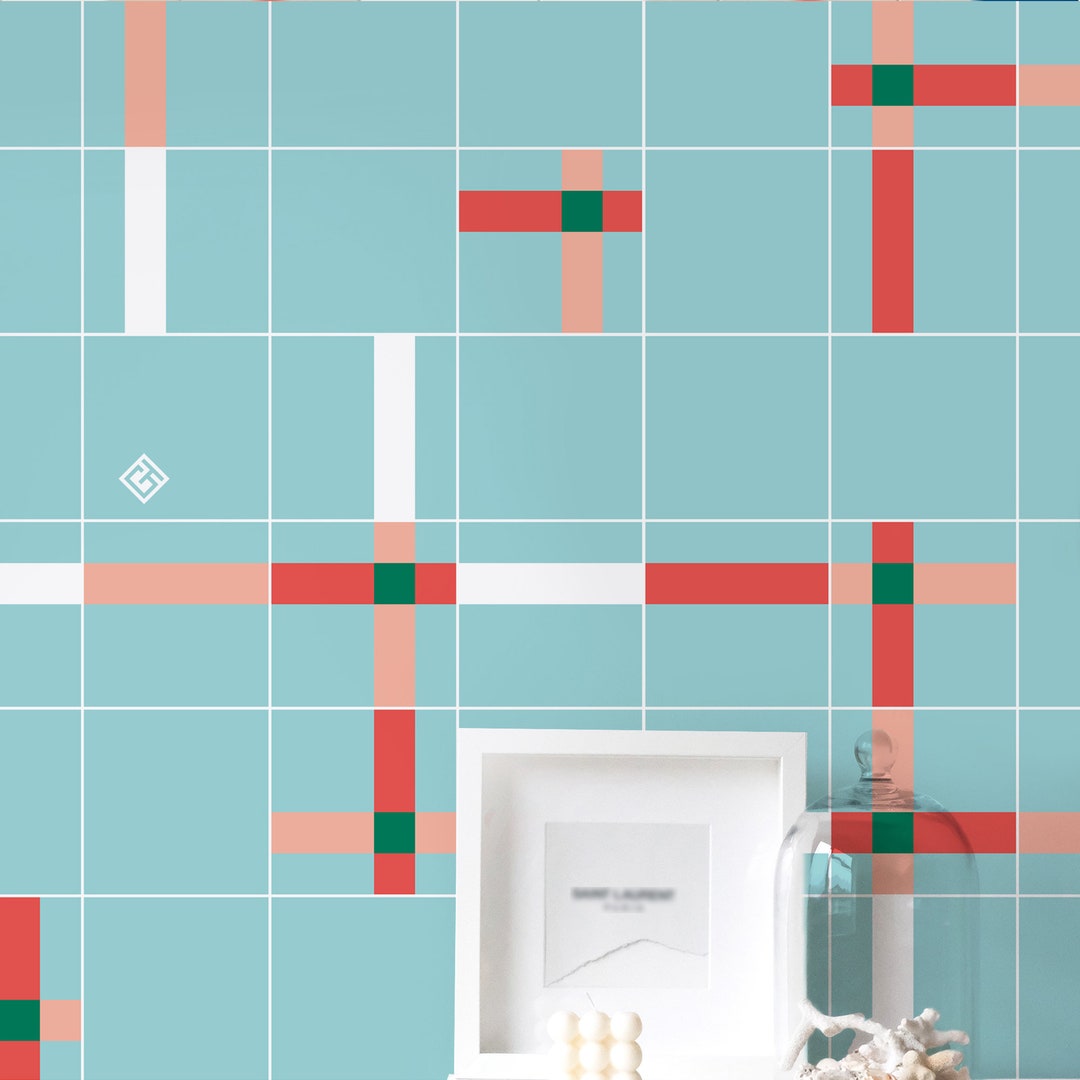 Peel and Stick Tile, Kitchen Backsplash Decals, Teal Graphic Tile ...