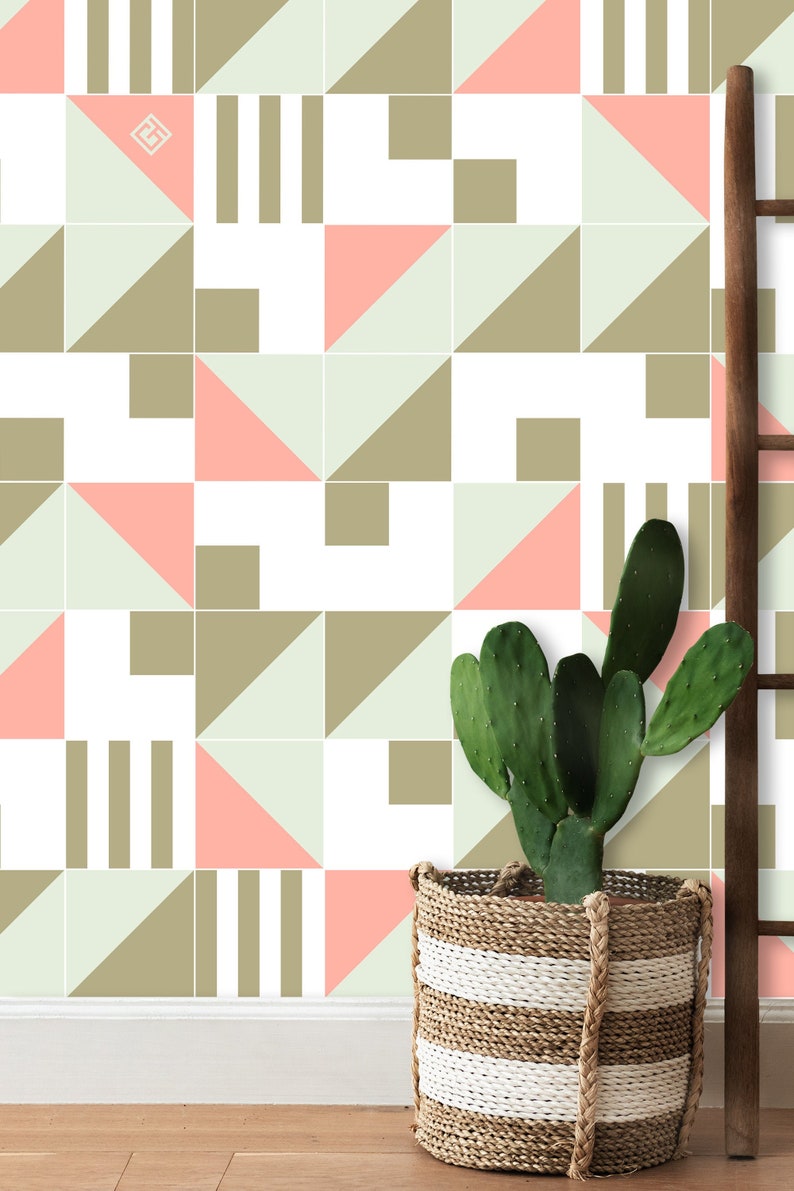 Floor Tile Stickers, Modern Geometric Graphic Backsplash, Peel and ...