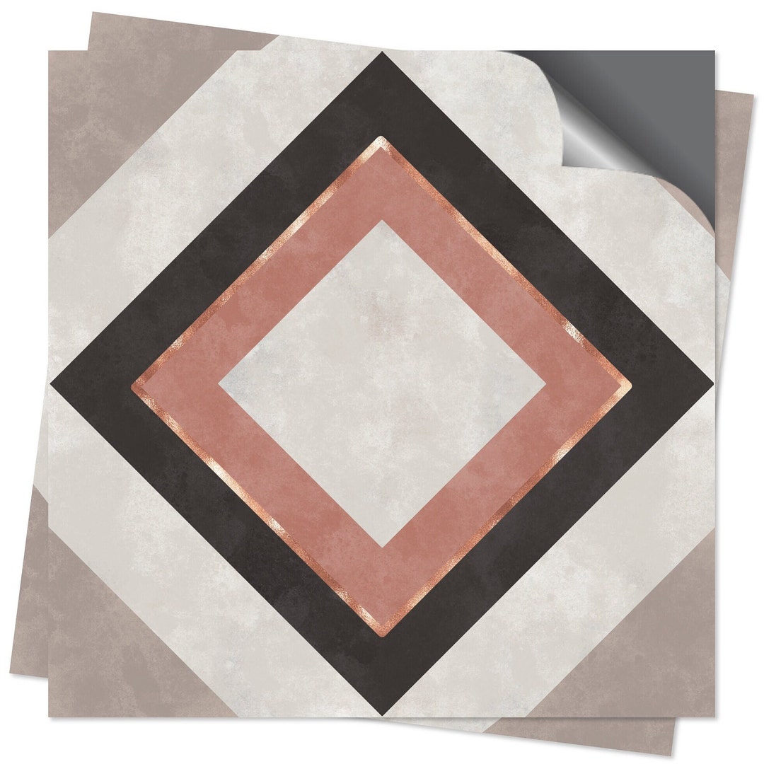 Floor Tile Stickers, Peel and Stick Tile - Cement Style - Set of 24 or ...