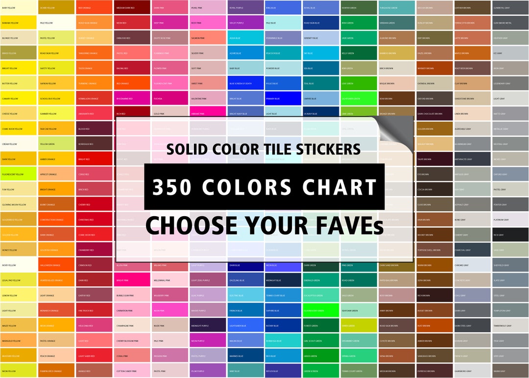SOLID COLOR CHART Peel and Stick Tile Tile Stickers for - Etsy