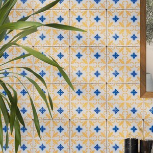 Floor Tile Stickers, Peel and Stick Tile Wall and Floor, Yellow ...