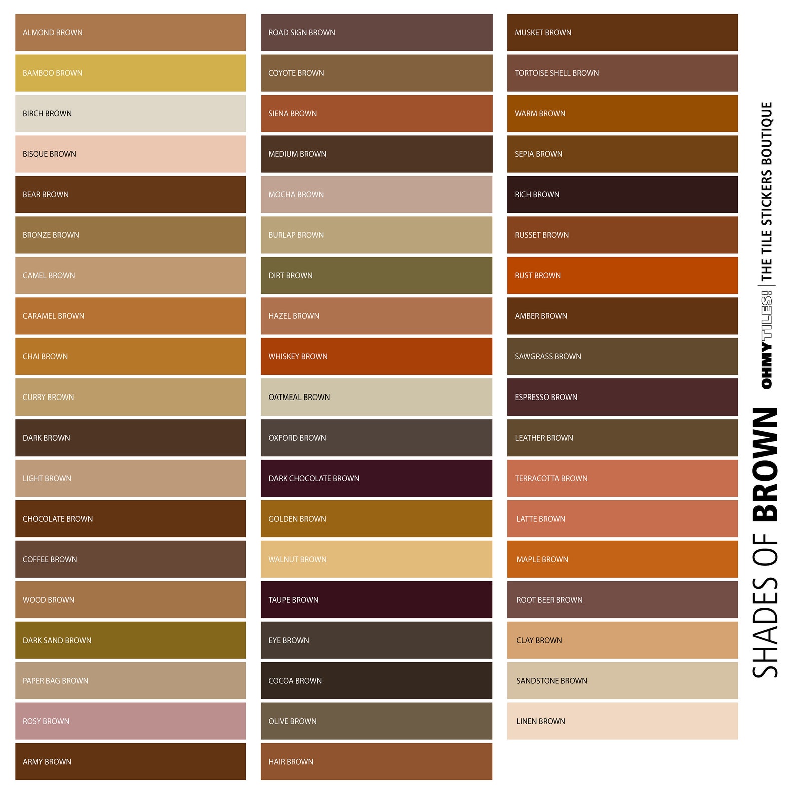 BROWN Solid Color Chart - Peel and Stick Tile for Wall and Floor, 1 X ...