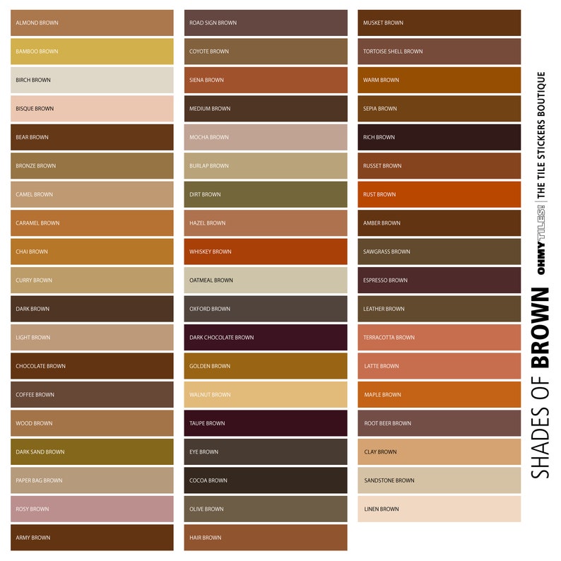 BROWN Solid Color Chart - Peel and Stick Tile for Wall and Floor, 1 X ...