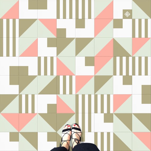 Floor Tile Stickers Modern Geometric Graphic Backsplash Peel - Etsy