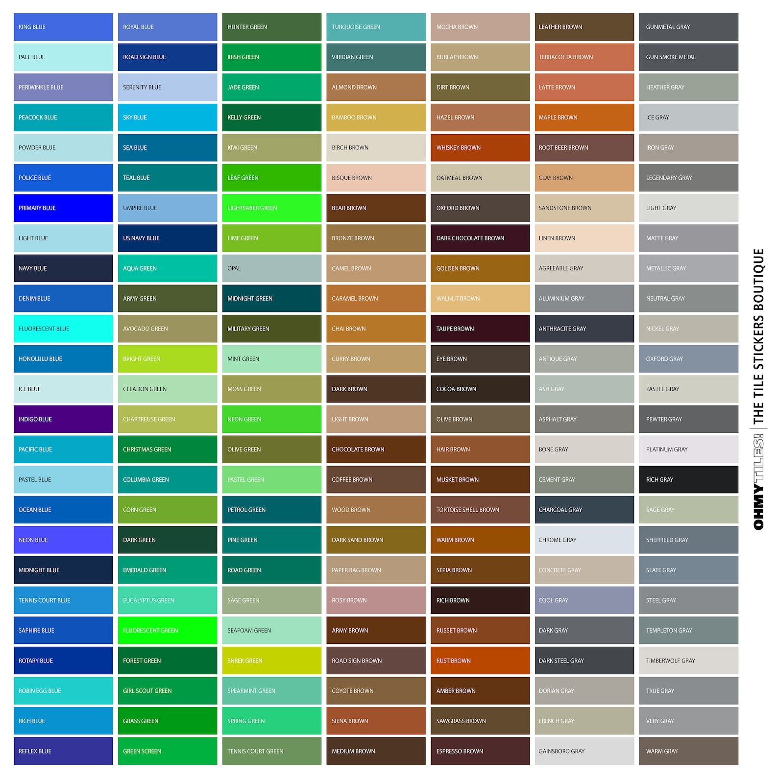 SOLID COLOR CHART Peel and Stick Tile Tile Stickers for - Etsy