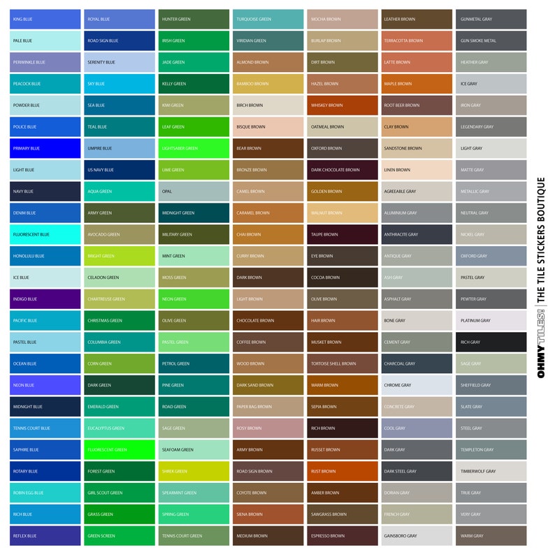SOLID COLOR CHART Peel and Stick Tile Tile Stickers for - Etsy SOLID COLOR CHART Peel and Stick Tile Tile Stickers for - Etsy