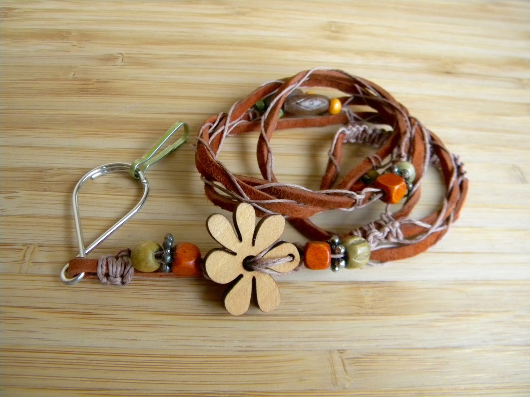 Leather Daisy Lanyard: Macrame Hemp Cord ID Badge Holder - Etsy