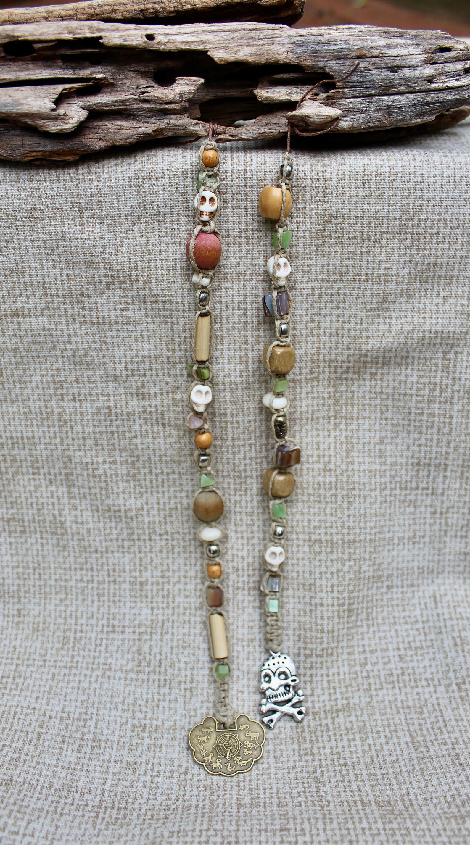 Pirate Hair Bead Strand: Skull, Seashell & Hemp Cord - Etsy