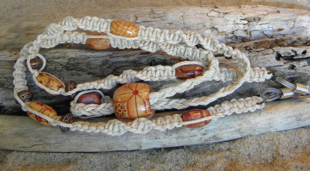 Eyeglass/face Mask Holder: Macrame With Painted Wood Beads, Length and ...