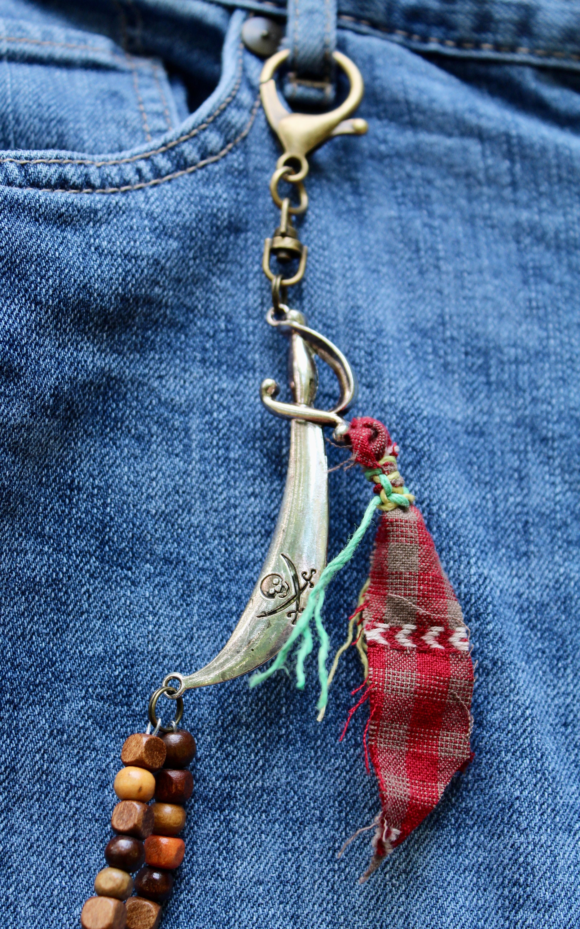 Pants Chain: Jack Sparrow Pirate Dread Beads & Sword Keychain, Choose ...