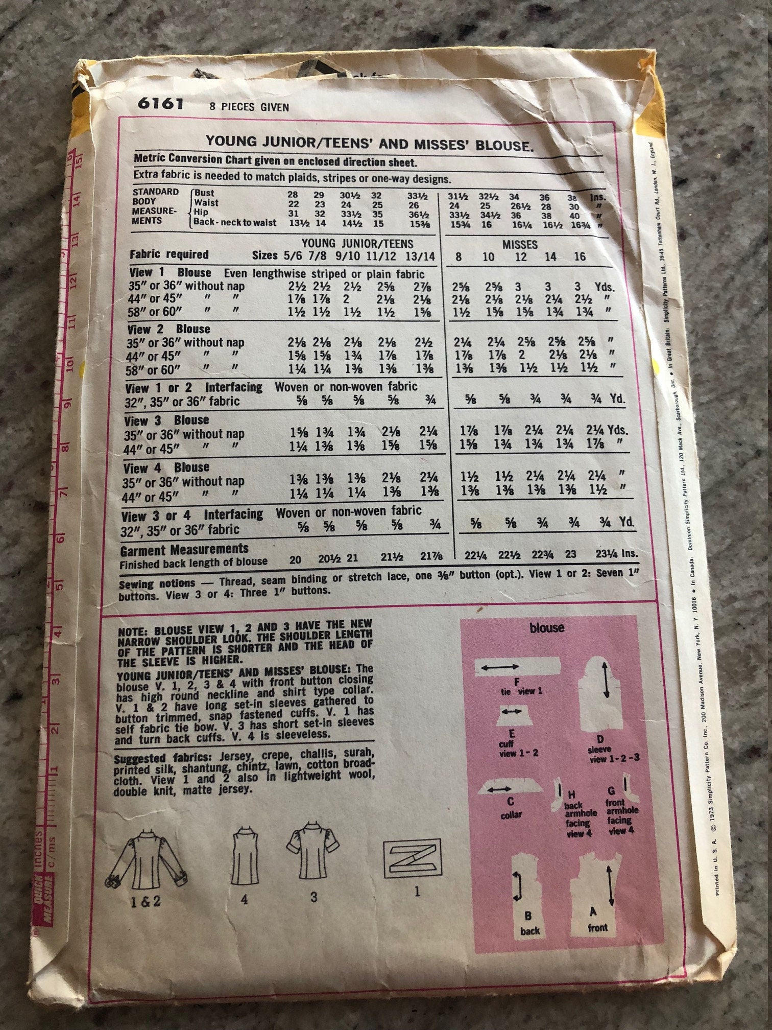 1973 Vintage Simplicity Pattern 6161 - Etsy