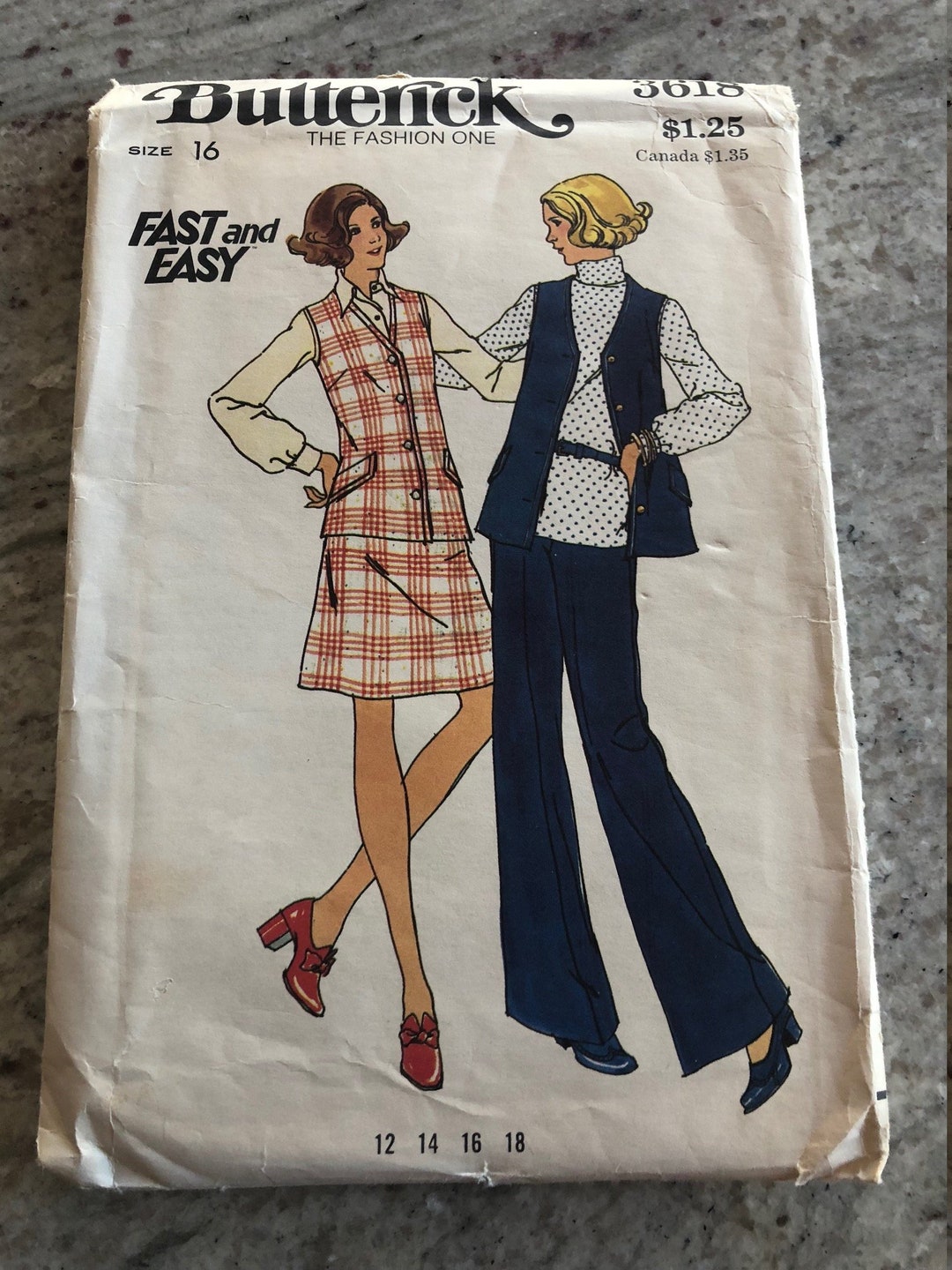 1970’s Vintage Butterick Pattern 3618 - Etsy