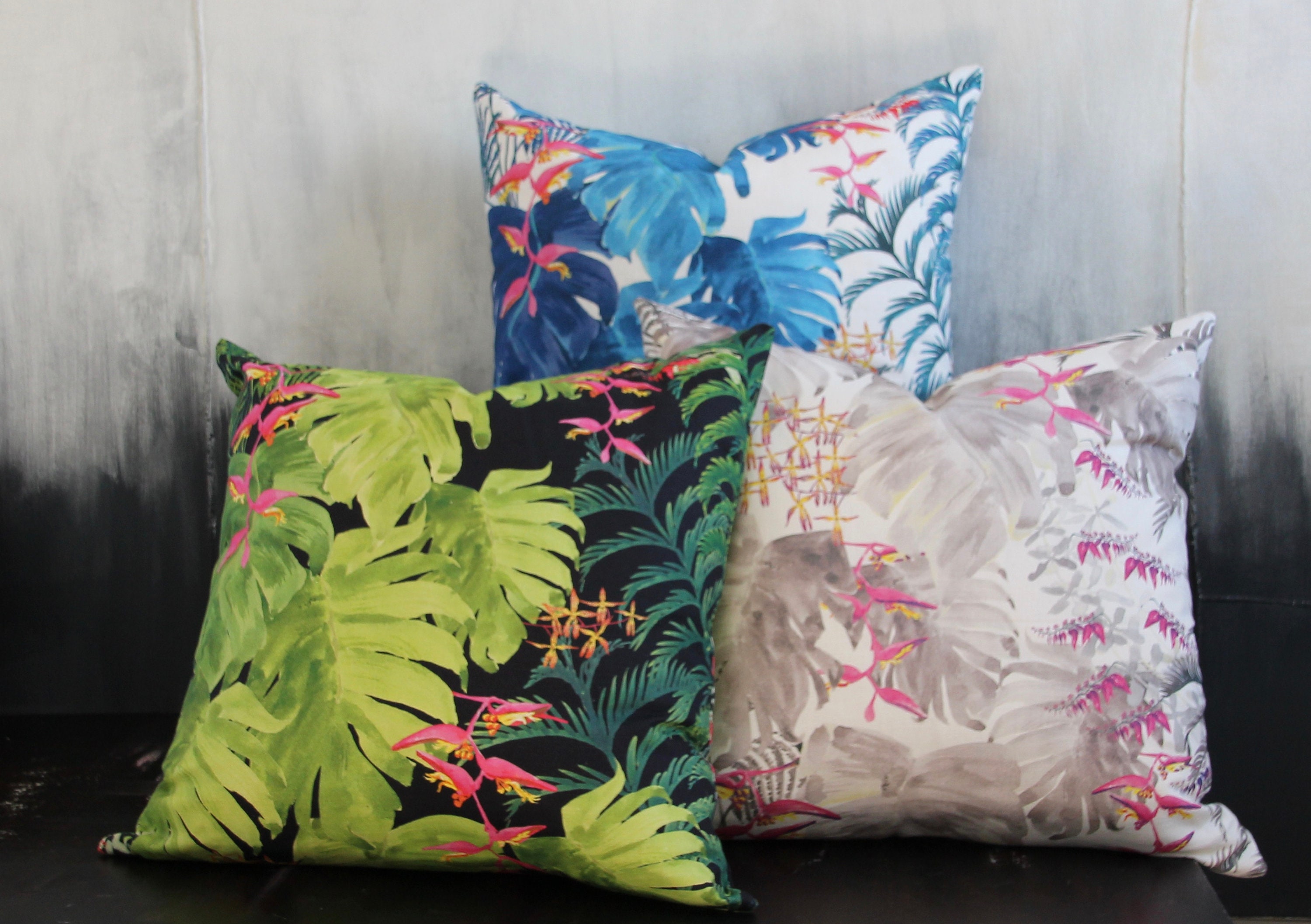 Tropical Pattern Cushion, Jungle Plants and Flowers - Etsy