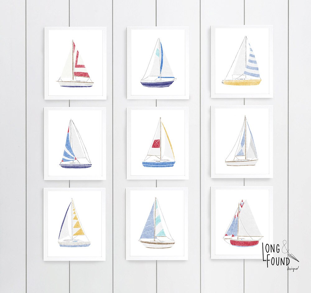 Sailboat Printable Art Digital Download Wall Art Coastal - Etsy