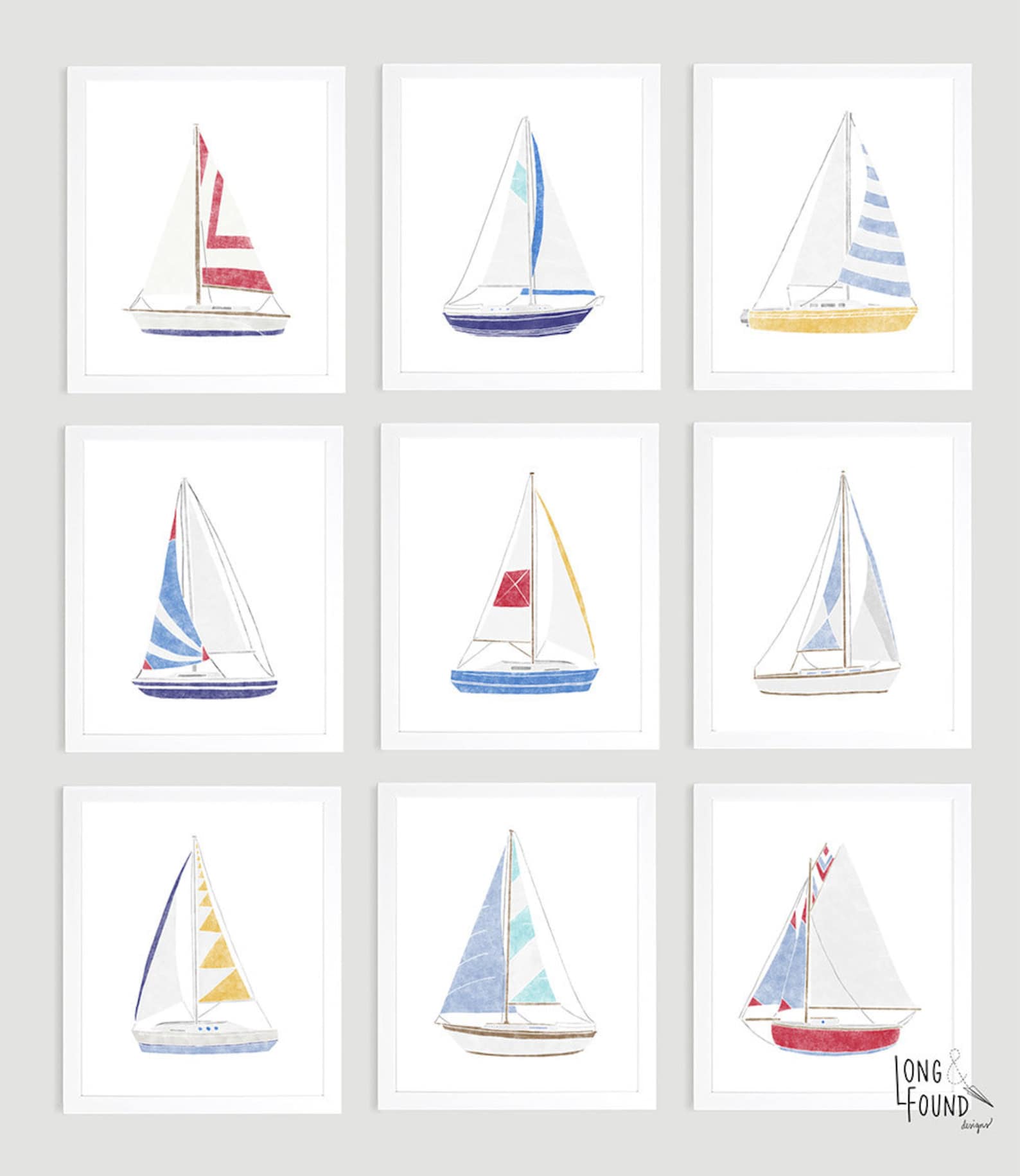 Sailboat Printable Art Digital Download Wall Art Coastal - Etsy