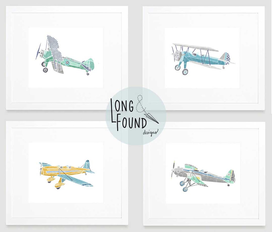 Vintage Airplane Prints Set of 9 Digital Download Wall | Etsy