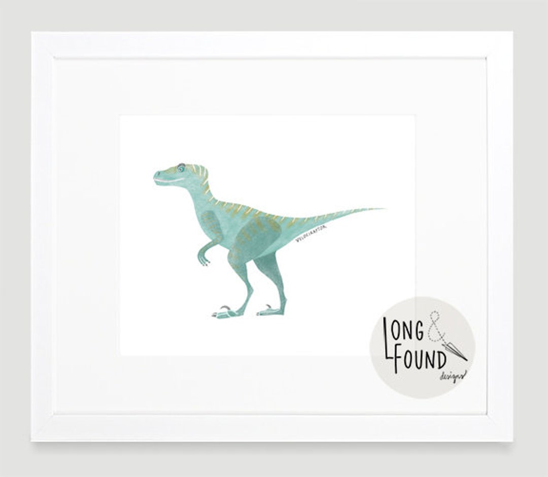 Velociraptor Dinosaur Printable - DIGITAL Download - Dinosaur Art Print ...