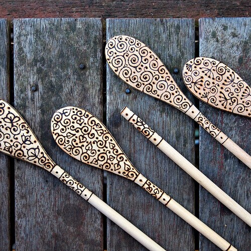 Wood-burned Wooden Spoon - Etsy