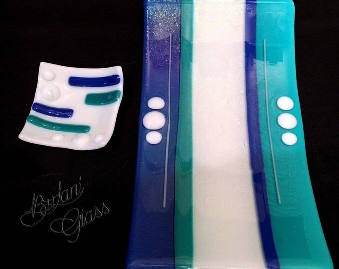 Blue, Turquoise, and White Sushi Platter With Wasabi Dish - Etsy