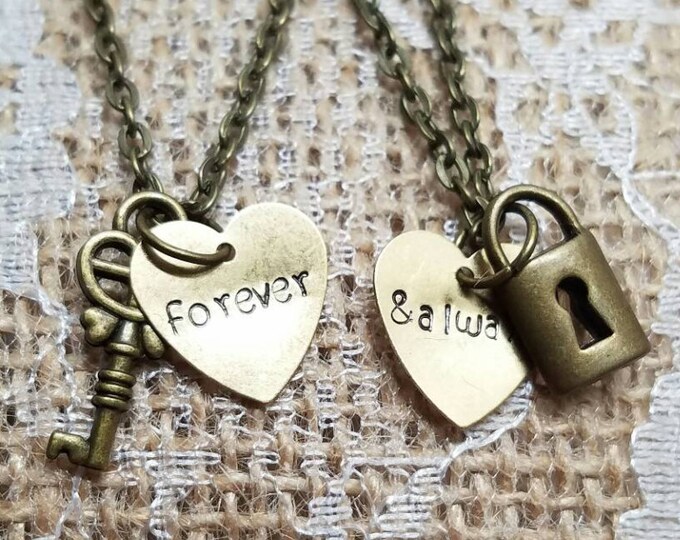 Forever and Always Necklace Set - Lock and Key Necklaces - Couples ...