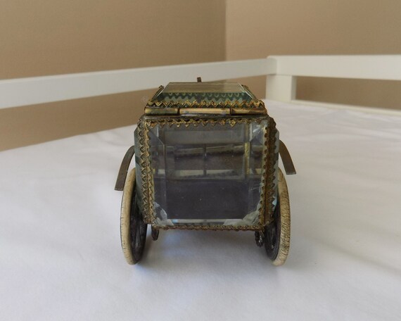 Antique French Beveled Glass Motor Car, Vitrine Caske… - Gem