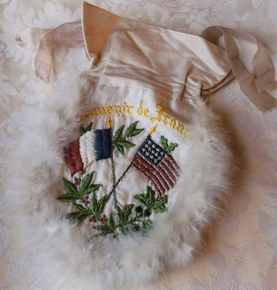 Antique Embroidered Silk Purse, World War I Victory, … - Gem