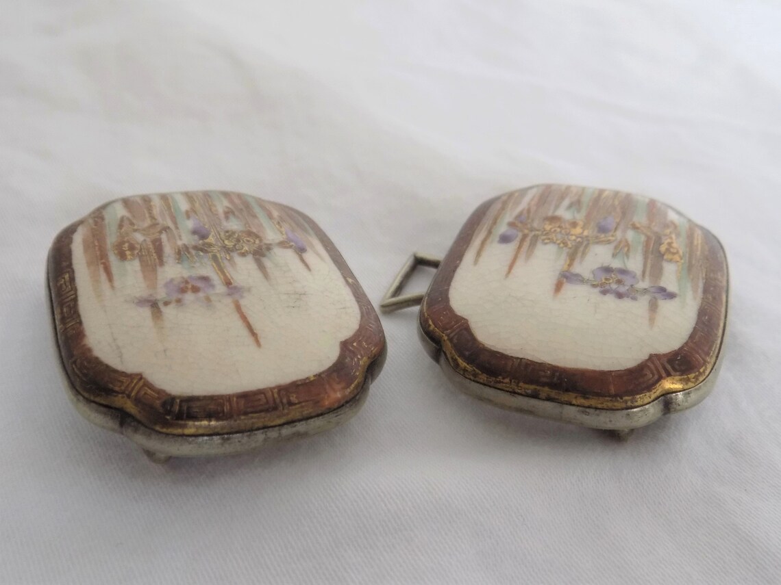 Antique Satsuma Belt Buckle Set 19th Century Japanese | Etsy