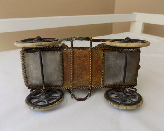 Antique French Beveled Glass Motor Car, Vitrine Caske… - Gem
