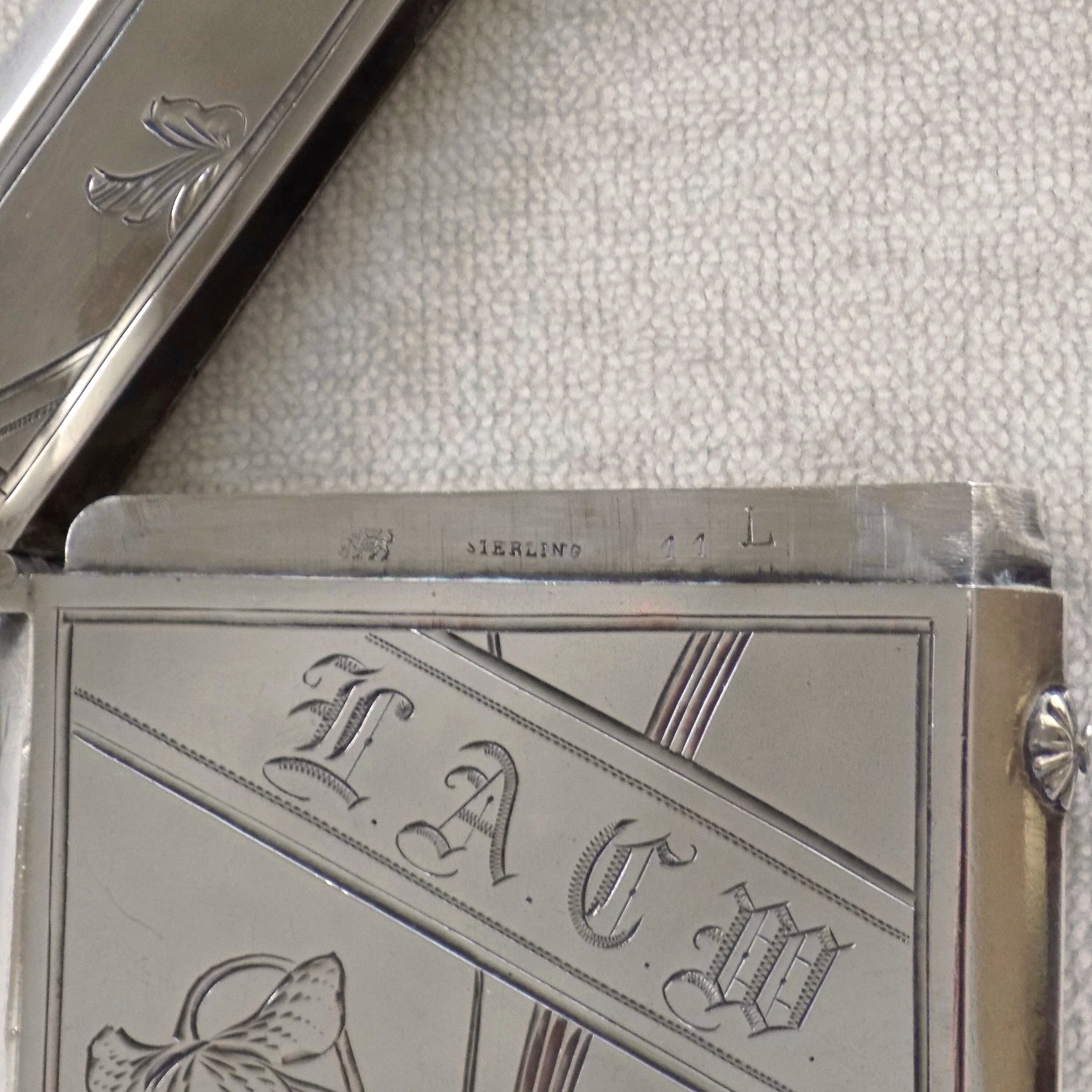 Antique Sterling Silver Calling Card Case, Victorian Aesthetic Movement ...