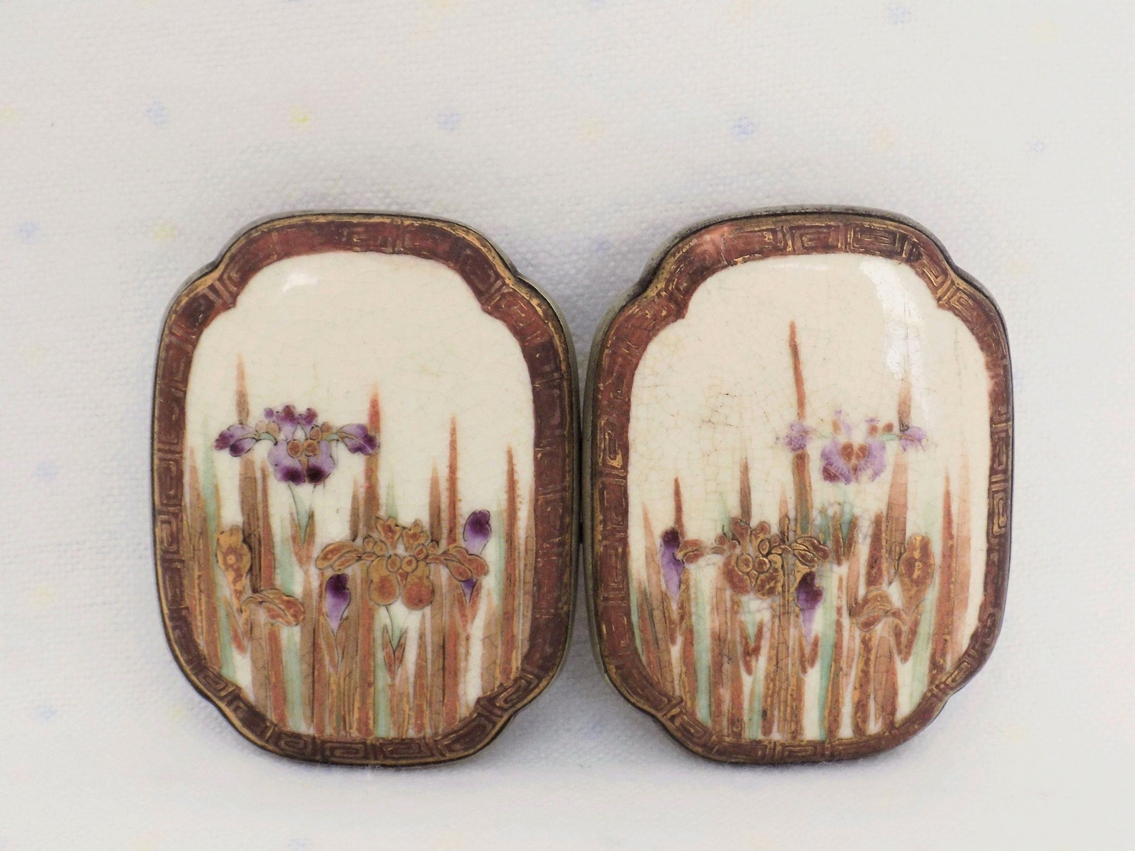 Antique Satsuma Belt Buckle Set 19th Century Japanese | Etsy